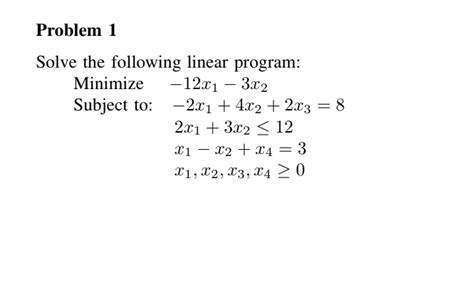 Solved Solve The Following Linear Program [