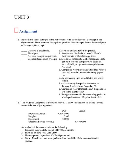 Assignment 3 Accounting Class Unit 3 ฀ Assignment Below Is The List
