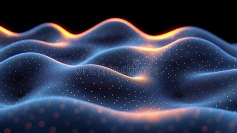 Futuristic Waveforms With Glowing Particles In A Mesmerizing Visualization Stock Image Image