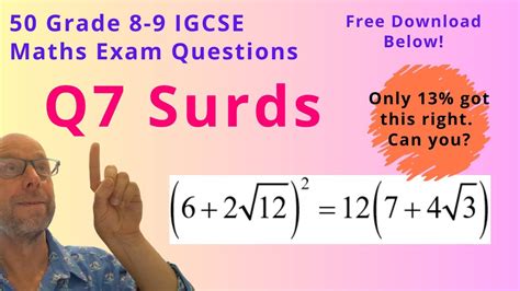 50 Toughest Igcse Maths Questions Q7 Surds Grade 8 9 Igcsemaths Grade9math Mathsrevision