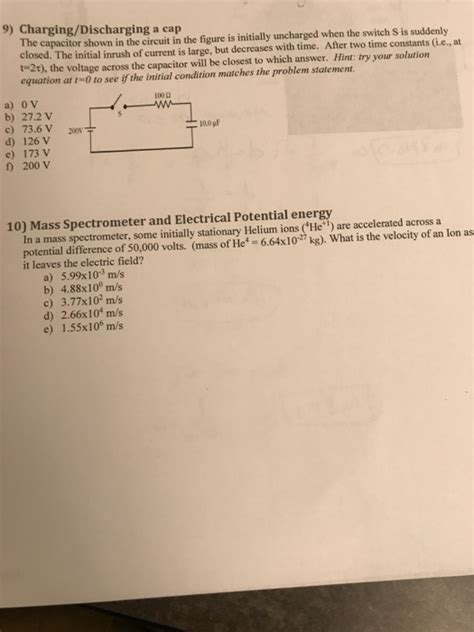 Solved Charging Discharging A Cap The Capacitor Shown In