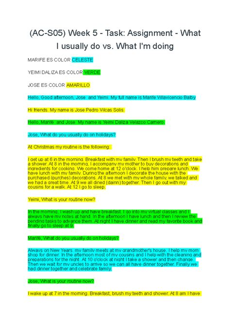 Ac S05 Week 5 Task Assignment What I Usually Do Vs What Im
