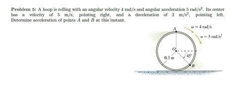 Solved A Hoop Is Rolling With An Angular Velocity Of 4 Rads And An