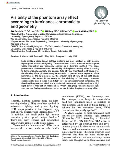 Pdf Visibility Of The Phantom Array Effect According To Luminance Chromaticity And Geometry