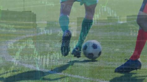 Animation Of Financial Data Processing Over Football Players Stock