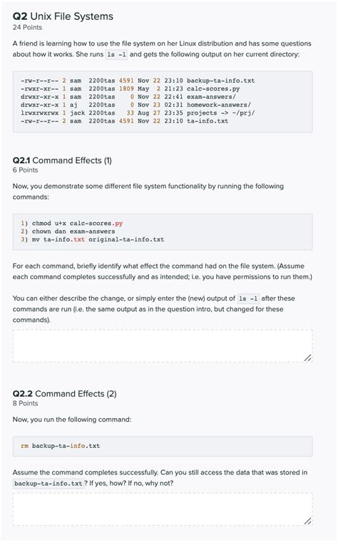 Solved Q2 Unix File Systems 24 Points A Friend Is Learning