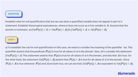 SOLVED Establish Rules For Null Quantification That We Can Use When A Quantified Variable Does