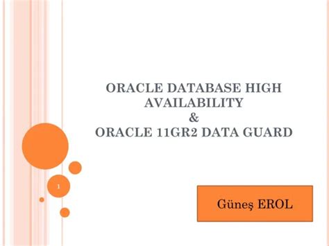 Ppt Understanding The Oracle Data Guard Architecture Powerpoint