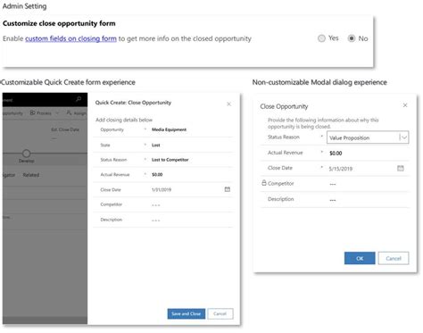 customization of opportunity close dialog box dynamics 365 release
