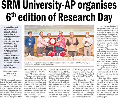6th Edition Of Research Day At Srm University Ap Fostering Research