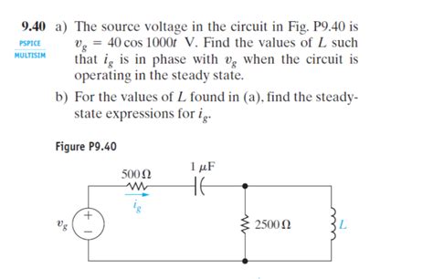 solved 9 40 ﻿a ﻿the source voltage in the circuit in fig