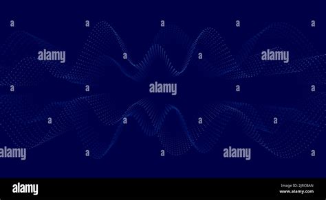 Waves Of Particles Abstract Waves On Dark Blue Background Dots Sound