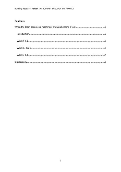 Reflective Journal Project Work Team Dynamics And Learnings