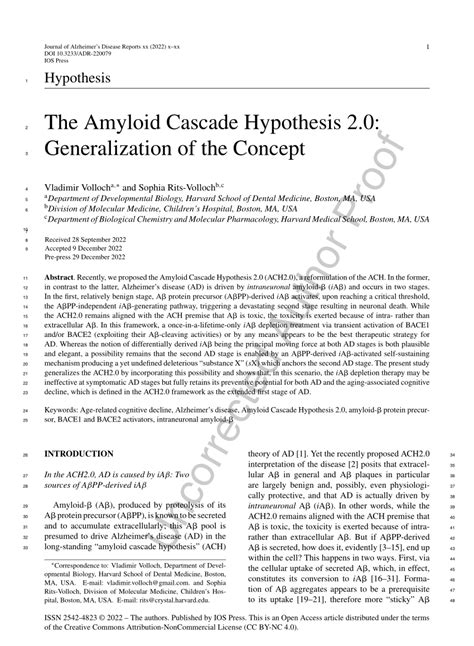 Pdf The Amyloid Cascade Hypothesis 20 Generalization Of The Concept