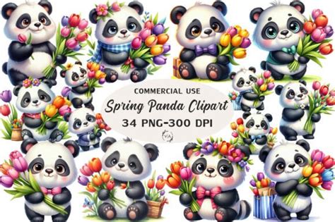 Spring Panda Clipart Graphic By Craftnest · Creative Fabrica