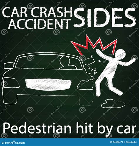 Man And Car Crash Side Collision By Chalk Stock Vector Illustration Of Emblem Parts