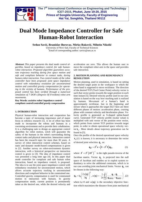Pdf Dual Mode Impedance Controller For Safe Human Robot Interaction Dokumen Tips