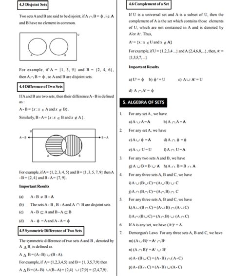 Cbse Class 11 Maths Revision Notes Chapter 1 Sets