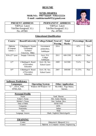 Sunil Sharma Resume PDF