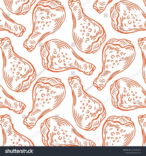 Crispy Fried Chicken Seamless Pattern Vector Stock Vector Royalty Free 2228703531 Shutterstock