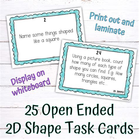 2d Shapes Task Cards Open Ended Math Questions Math Workbook Made