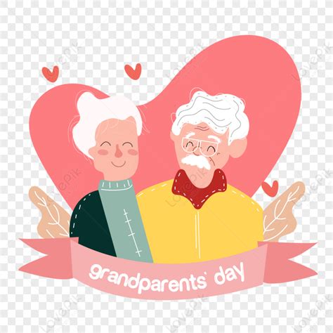손으로 그린 만화 조부모 사랑 일러스트플랫행복 Png 일러스트 무료 다운로드 Lovepik