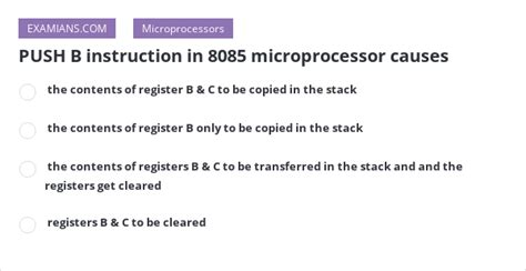 Push B Instruction In 8085 Microprocessor Causes Examians