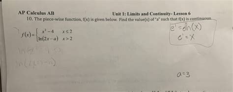 [ap Calc Ab] Im Confused The Answer Is A 3 But Im Not Sure How To Get That R Homeworkhelp