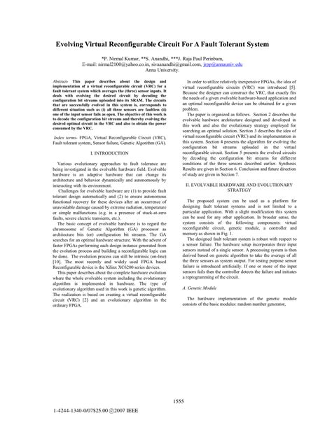 Pdf Evolving Virtual Reconfigurable Circuit For A Fault Tolerant System