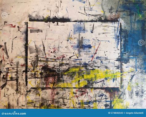 Random Sketch On Canvas Useful As Abstract Art Macro Background Stock