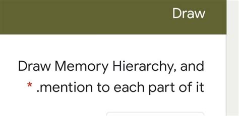 Solved Draw Draw Memory Hierarchy And Mention To Each