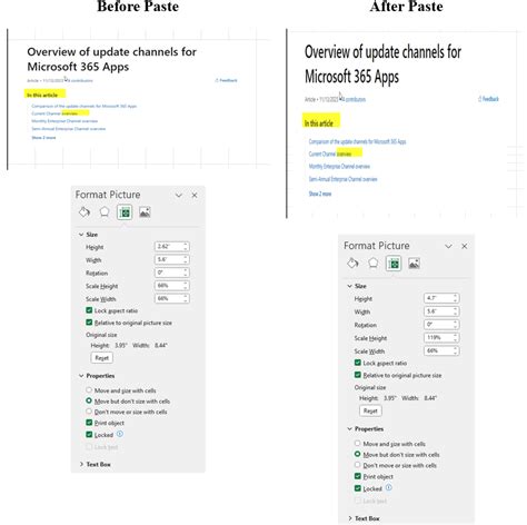 images in excel are resizing when pasted as part of a row move but microsoft community