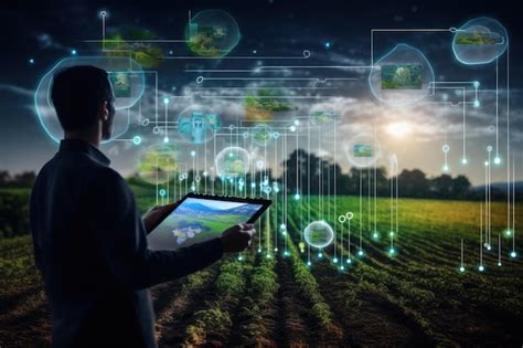 Premium Photo Smart Farming Using Iot Internet Of Thinking Technology Generative Ai
