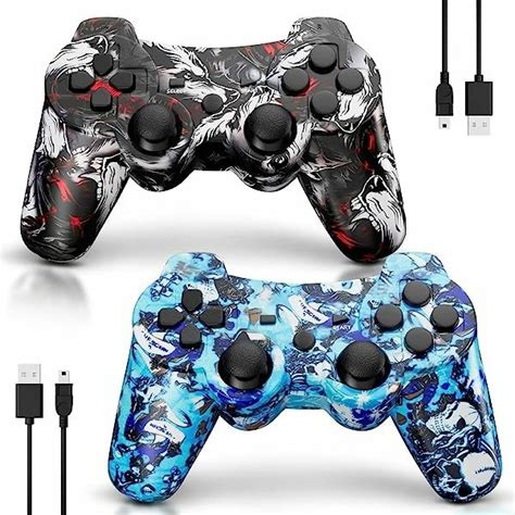 플레이스테이션 3 Ps3용 Boowen 무선 컨트롤러 2팩 Sony Playstation 3용 컨트롤러 이중 진동 6축