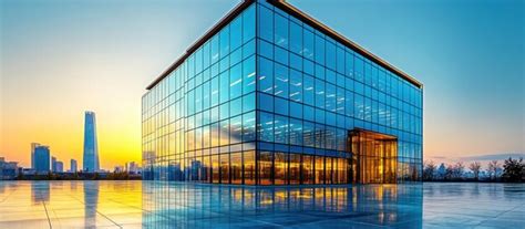 Modern Glass Building At Sunset Premium Ai Generated Image