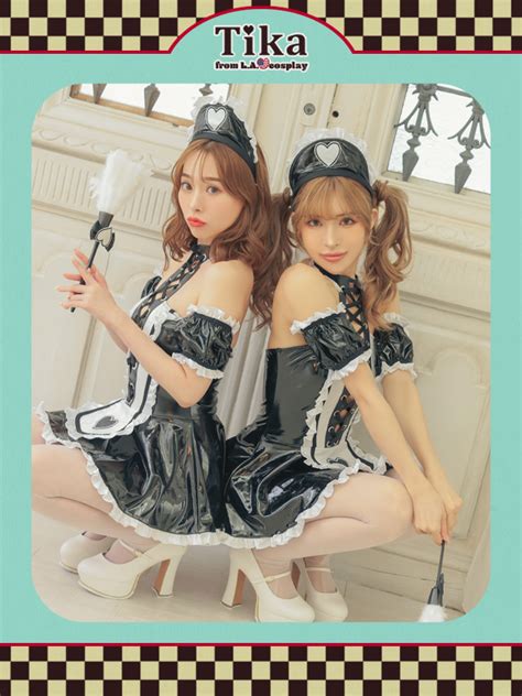 コスプレ エナメルレザーレースアップセクシーミニフリルフレアスカートツインsexyエロかわメイド 4点セット ワンピース