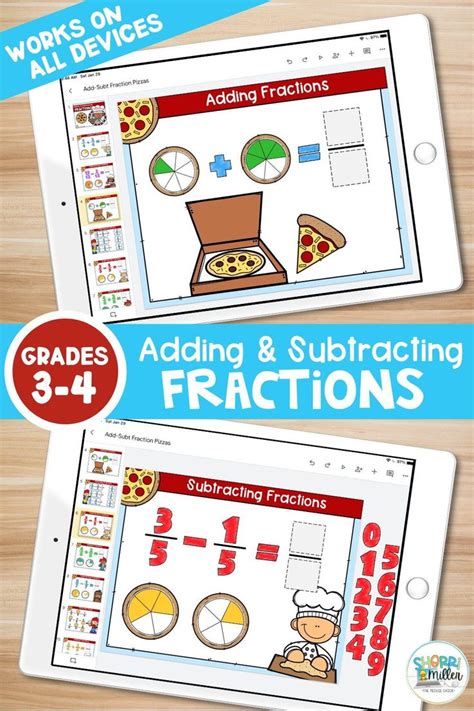 Adding And Subtracting Fractions With Like Denominators Digital Math Activity Fraction