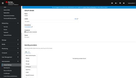 pushing an authentication policy in advanced cluster management for