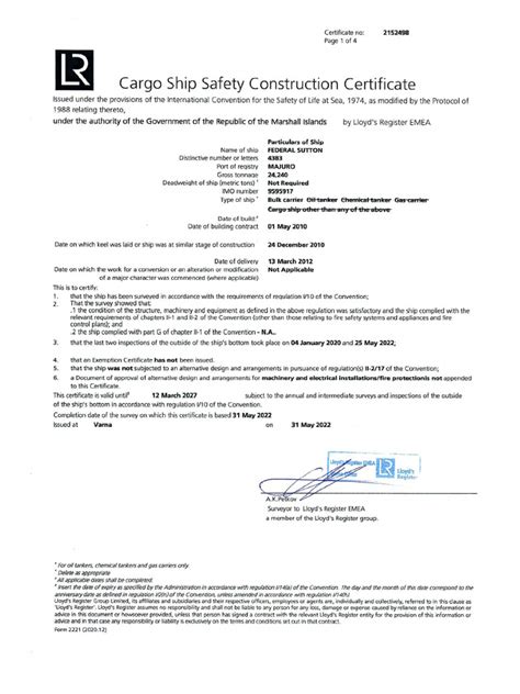 1 Cargo Ship Safety Construction Certificate Pdf