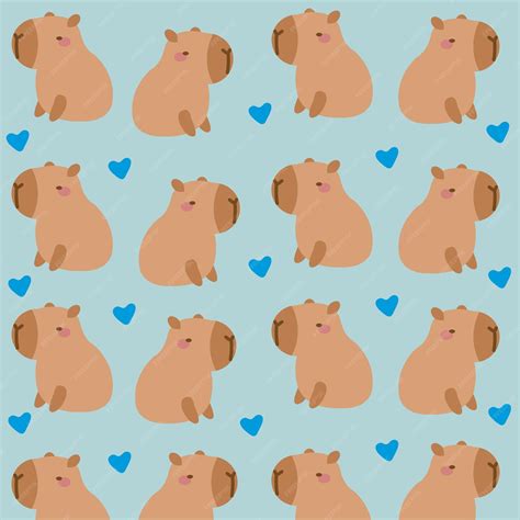 Ilustración Linda De Un Patrón De Animal Capibara En Fondo Azul Con