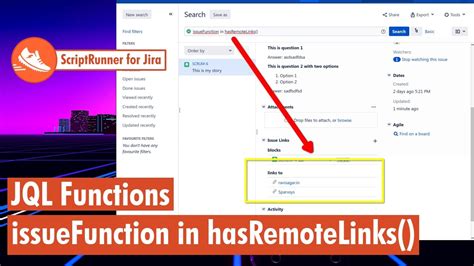 scriptrunner for jira search issues with remote links youtube