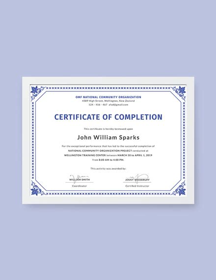 Free Certificate Of Project Completion Template Download 232 Certificates In Psd Illustrator