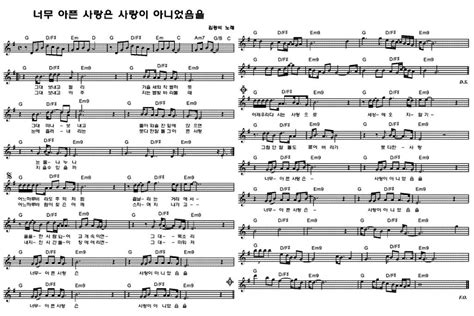 [악보] 너무아픈사랑은 사랑이아니었음을 김광석 악보 바이올린 음악 방명록