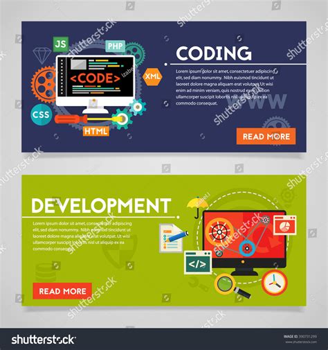Development Coding Concept Banners Stock Vector Royalty Free