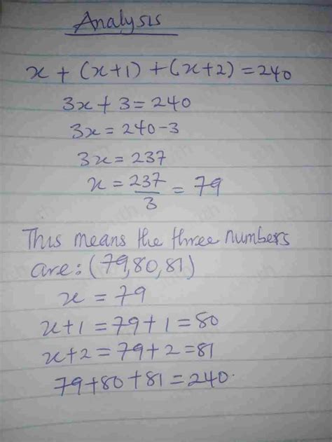 Solved The Sum Of Three Certain Consecutive Numbers Is Find The Three Numbers Hint