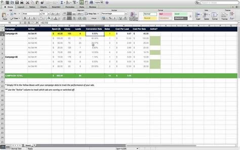 Marketing Plan Excel Spreadsheet — Db