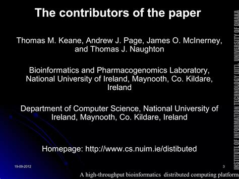 A High Throughput Bioinformatics Distributed Computing Platform Ppt
