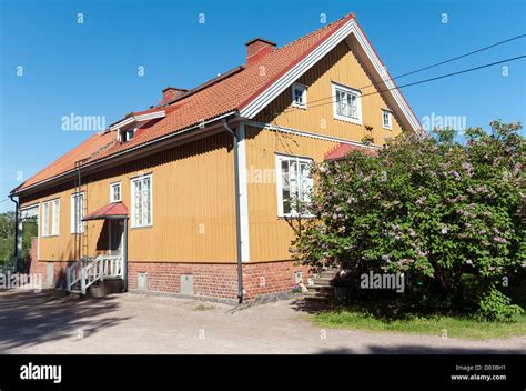 Traditional Style Wooden Finnish House In Annala Helsinki Finland