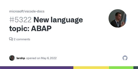 New Language Topic Abap · Issue 5322 · Microsoftvscode Docs · Github