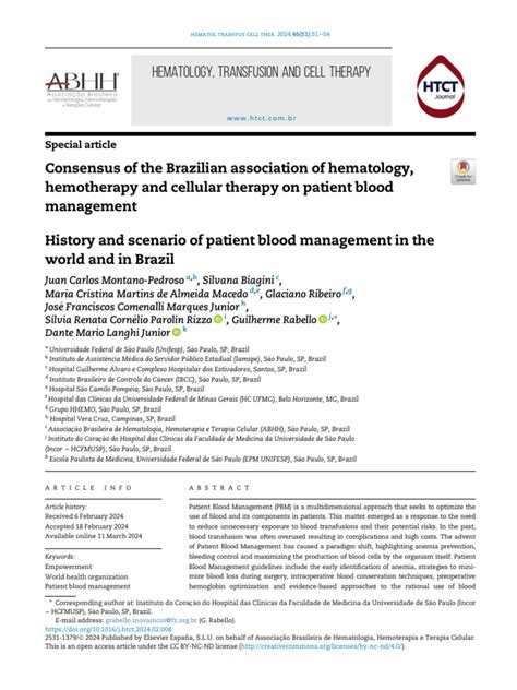 Consensus Of The Brazilian Association Of Hematology Pdf Medical Specialties Clinical Medicine